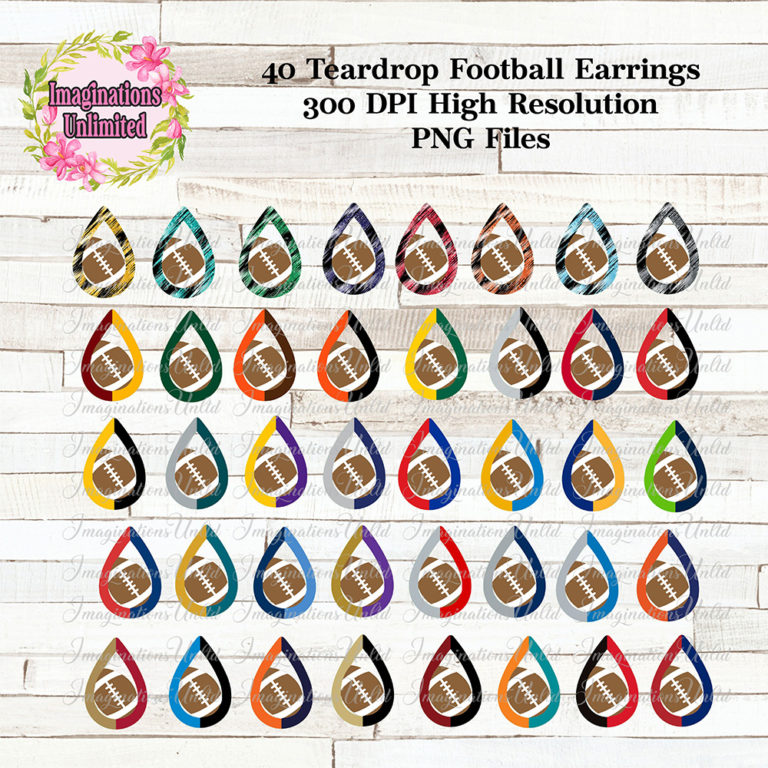 40 Teardrop Football Earring Designs, Team Colors, PNG Sublimation ...