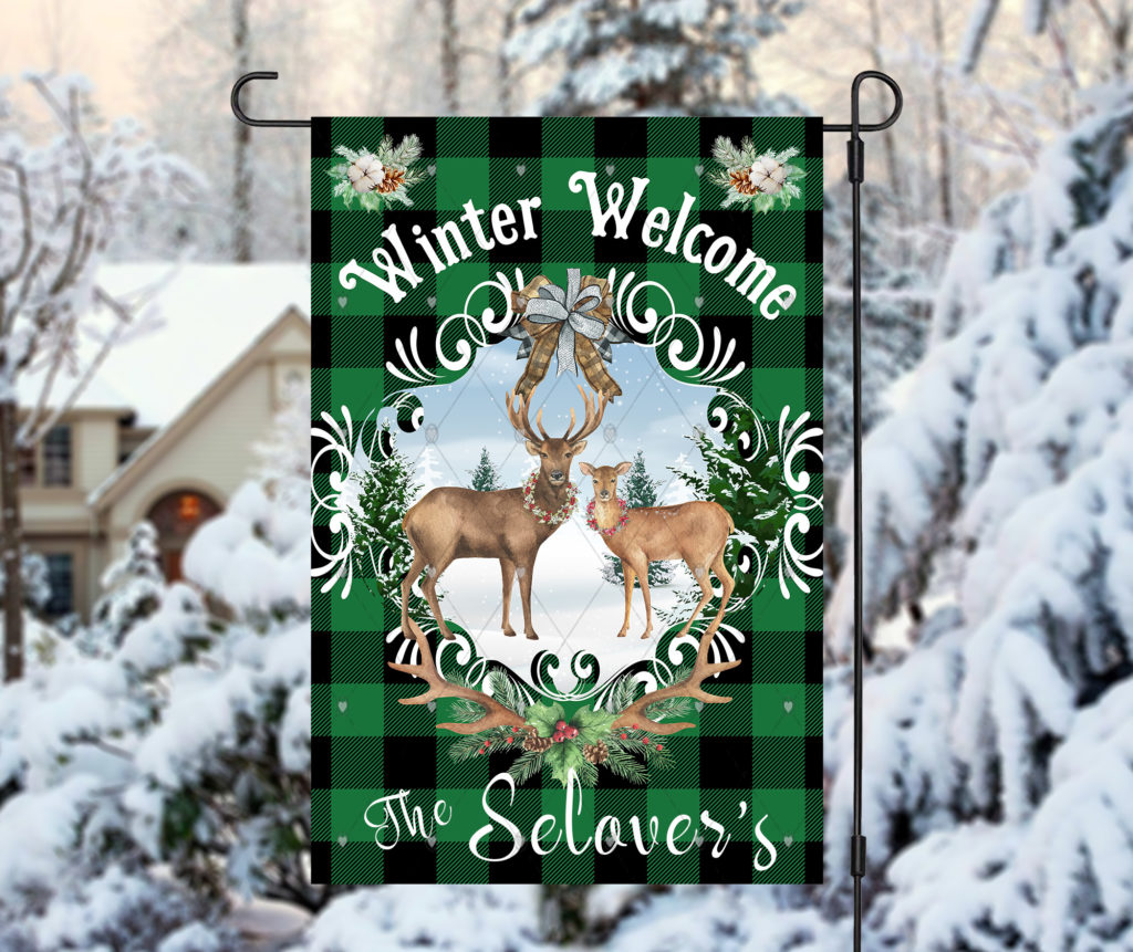 Winter Welcome Buffalo Plaid Garden Flag, Sublimation Design ...