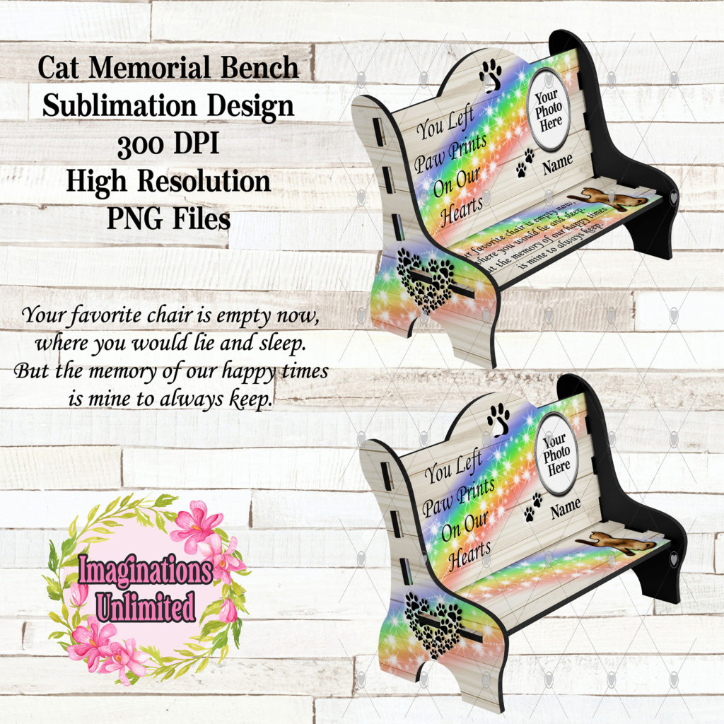 Cat Memorial Bench, Sublimation Design, PNG Files – Imaginations Unlimited