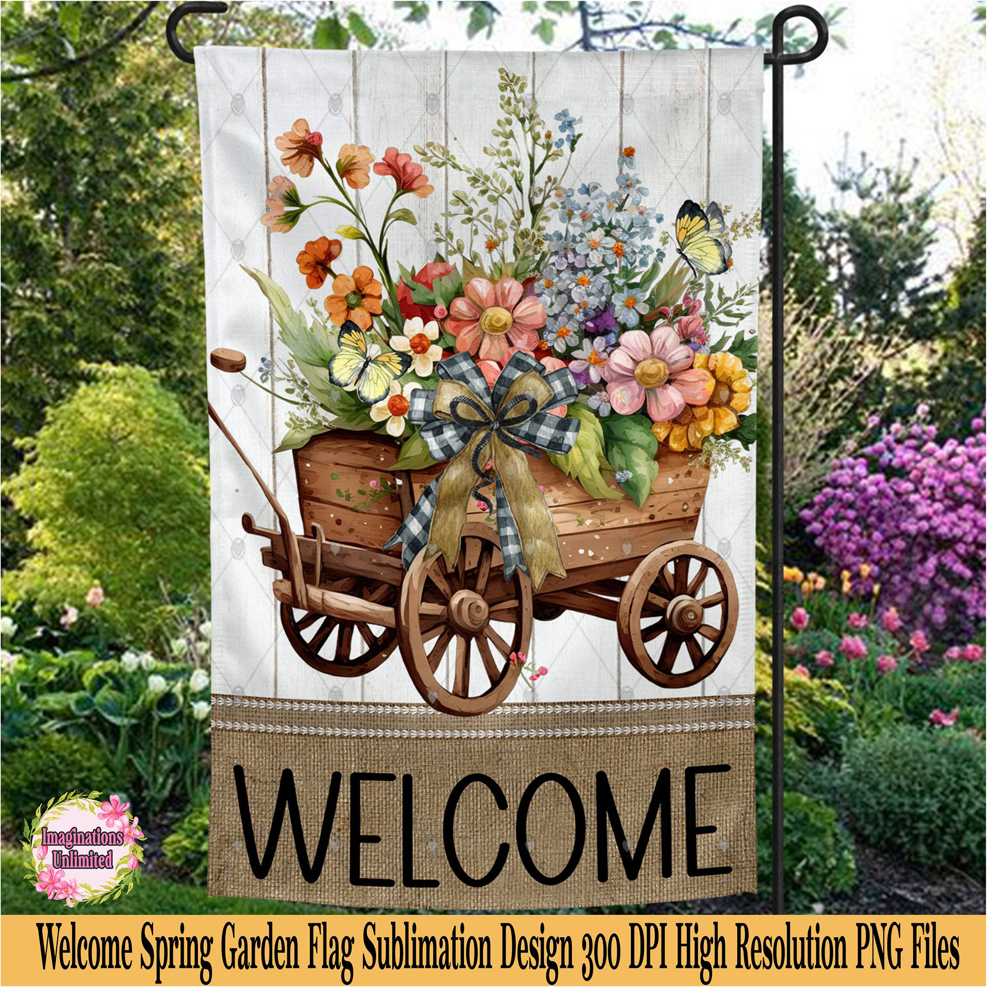 Welcome Garden Cart Flag Sublimation Design File, Digital Download ...